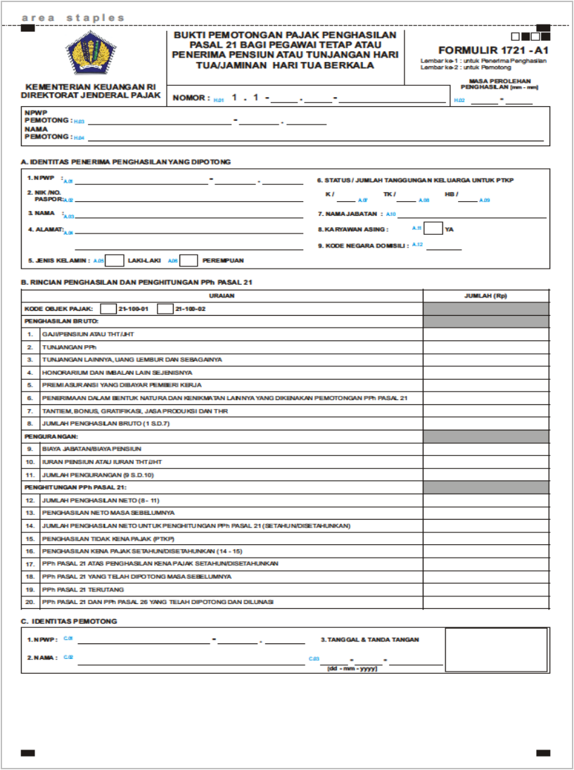 Bukti Potong 1721: Jenis & Cara Pengisian - HRPods